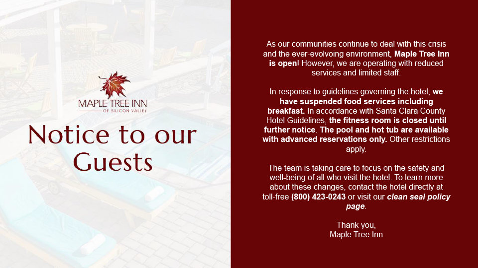 Maple Tree Inn of Silicon Valley | Sunnyvale CA Hotels